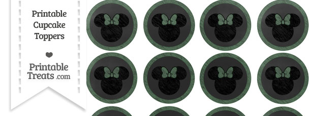Free Hunter Green Chalk Theme Minnie Mouse Cupcake Toppers — Printable ...