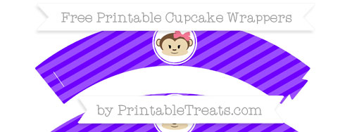 Free Indigo Diagonal Striped Girl Monkey Cupcake Wrappers — Printable ...