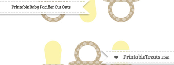 Khaki Heart Pattern Small Baby Pacifier Cut Outs — Printable Treats.com