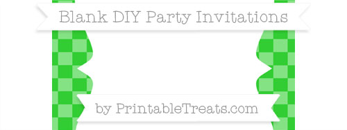 Free Lime Green Checker Pattern Blank Invitation — Printable Treats.com