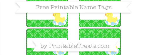Free Lime Green Fish Scale Pattern Baby Duck Name Tags — Printable ...