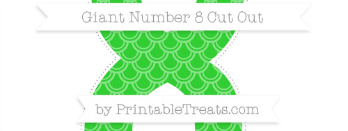 Lime Green Fish Scale Pattern Giant Number 8 Cut Out — Printable Treats.com