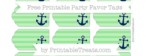 Lime Green Horizontal Striped Nautical Party Favor Tags — Printable ...