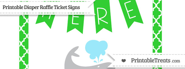 Free Lime Green Moroccan Tile Whale 8×10 Diaper Raffle Ticket Sign ...