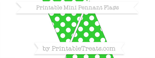 Lime Green Polka Dot On White Simple Mini Pennants — Printable Treats.com