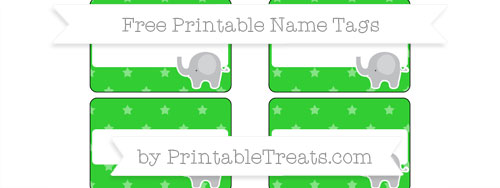 Free Lime Green Star Pattern Elephant Name Tags — Printable Treats.com