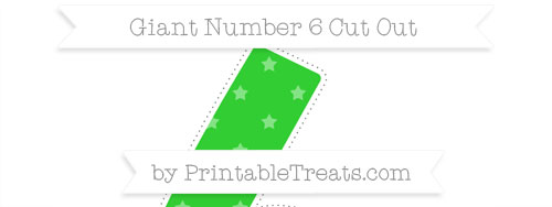 Lime Green Star Pattern Giant Number 6 Cut Out — Printable Treats.com