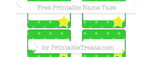 Free Lime Green Star Pattern Star Name Tags — Printable Treats.com