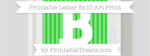 Lime Green Striped Letter B 8×10 Art Print — Printable Treats.com