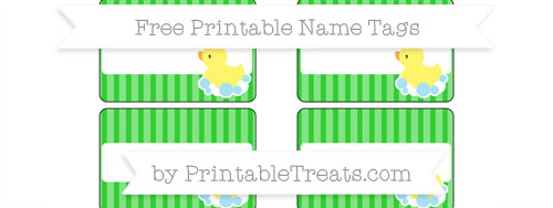 Free Lime Green Thin Striped Pattern Baby Duck Name Tags — Printable ...
