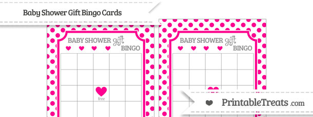 Magenta Dotted Pattern Baby Shower Gift Bingo Cards — Printable Treats.com