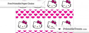 Free Magenta Heart Pattern Hello Kitty Paper Chains — Printable Treats.com