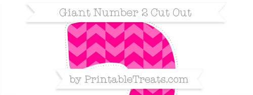 Magenta Herringbone Pattern Giant Number 2 Cut Out — Printable Treats.com