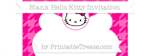 Free Magenta Houndstooth Pattern Blank Hello Kitty Invitation ...