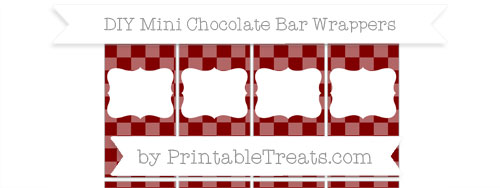 Maroon Checker Pattern DIY Mini Chocolate Bar Wrappers — Printable ...