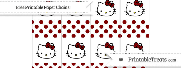 Free Maroon Dotted Pattern Hello Kitty Paper Chains — Printable Treats.com