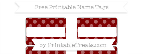 Free Maroon Dotted Pattern Simple Name Tags — Printable Treats.com