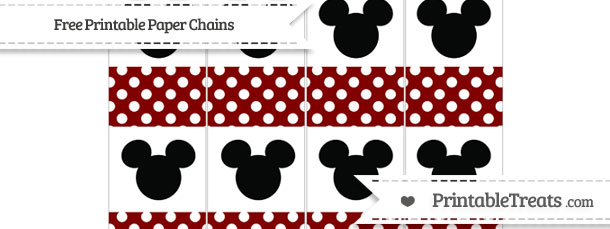 Free Maroon Polka Dot Mickey Mouse Paper Chains — Printable Treats.com