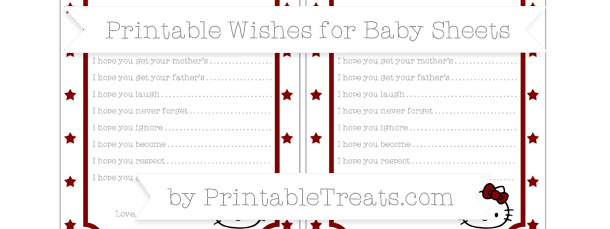 Maroon Star Pattern Hello Kitty Wishes for Baby Sheets — Printable ...