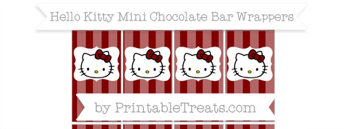 Free Maroon Striped Hello Kitty Mini Chocolate Bar Wrappers — Printable ...