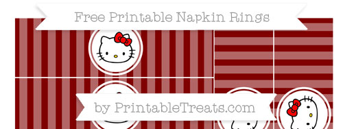 Free Maroon Striped Hello Kitty Napkin Rings — Printable Treats.com