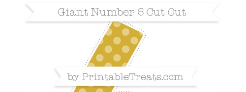 Metallic Gold Dotted Pattern Giant Number 6 Cut Out — Printable Treats.com