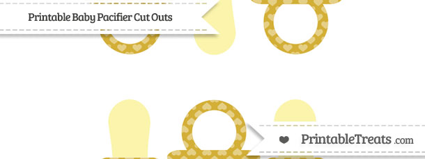 Metallic Gold Heart Pattern Small Baby Pacifier Cut Outs — Printable ...