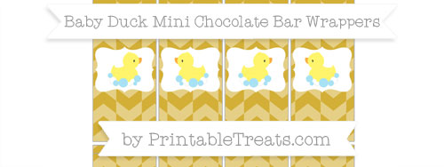 Metallic Gold Herringbone Pattern Baby Duck Mini Chocolate Bar Wrappers ...