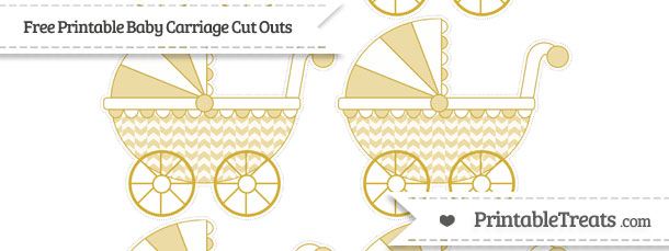 Metallic Gold Herringbone Pattern Small Baby Carriage Cut Outs ...