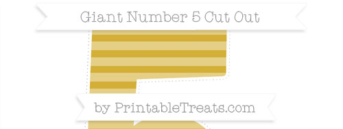 Metallic Gold Horizontal Striped Giant Number 5 Cut Out — Printable ...