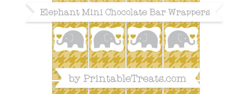 Metallic Gold Houndstooth Pattern Elephant Mini Chocolate Bar Wrappers ...