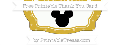 Metallic Gold Star Pattern Mickey Mouse Thank You Card — Printable ...