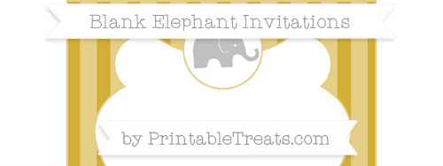 Free Metallic Gold Striped Blank Elephant Invitation — Printable Treats.com