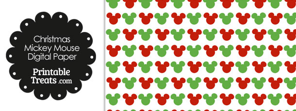 Mickey Mouse Christmas Digital Scrapbook Paper — Printable Treats.com