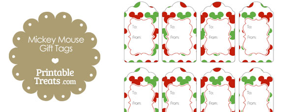Mickey Mouse Christmas Gift Tags — Printable Treats.com