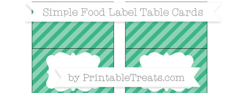 Free Mint Green Diagonal Striped Simple Food Labels — Printable Treats.com