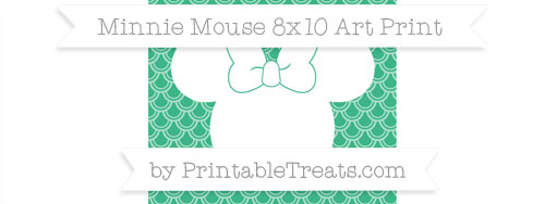 Free Mint Green Fish Scale Pattern Minnie Mouse 8×10 Art Print — Printable Treats.com
