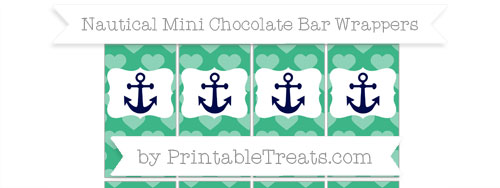 Mint Green Heart Pattern Nautical Mini Chocolate Bar Wrappers ...
