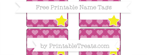 Free Mulberry Purple Heart Pattern Star Name Tags — Printable Treats.com