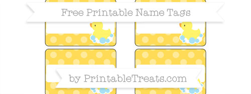 Free Mustard Yellow Dotted Pattern Baby Duck Name Tags — Printable ...