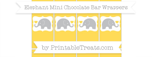 Mustard Yellow Elephant Mini Chocolate Bar Wrappers — Printable Treats.com