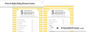 Mustard Yellow Horizontal Striped Price is Right Baby Shower Game ...
