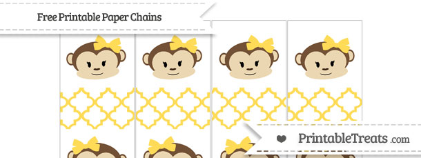 Mustard Yellow Moroccan Tile Girl Monkey Paper Chains — Printable ...