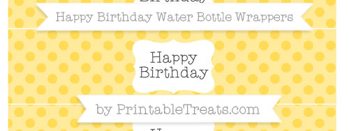 Mustard Yellow Polka Dot Happy Birthday Water Bottle Wrappers ...