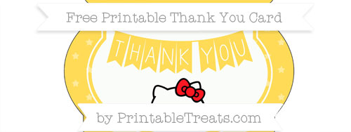Mustard Yellow Star Pattern Hello Kitty Thank You Card — Printable ...