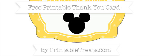 Mustard Yellow Star Pattern Mickey Mouse Thank You Card — Printable ...