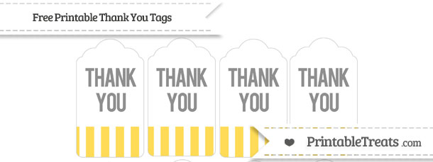 Free Mustard Yellow Striped Thank You Tags — Printable Treats.com