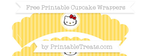Free Mustard Yellow Thin Striped Pattern Hello Kitty Scalloped Cupcake ...