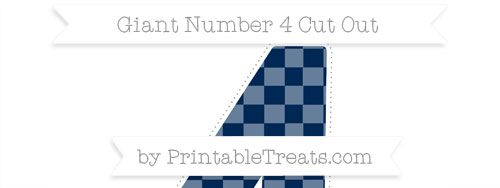 Navy Blue Checker Pattern Giant Number 4 Cut Out — Printable Treats.com