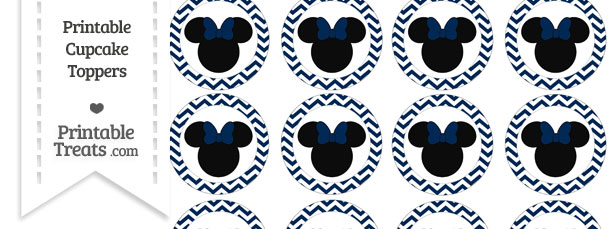 Free Navy Blue Chevron Minnie Mouse Cupcake Toppers — Printable Treats.com